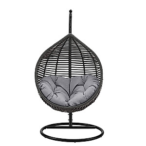 Modway Garner Outdoor Patio Wicker Rattan Teardrop Swing Chair in Gray Gray