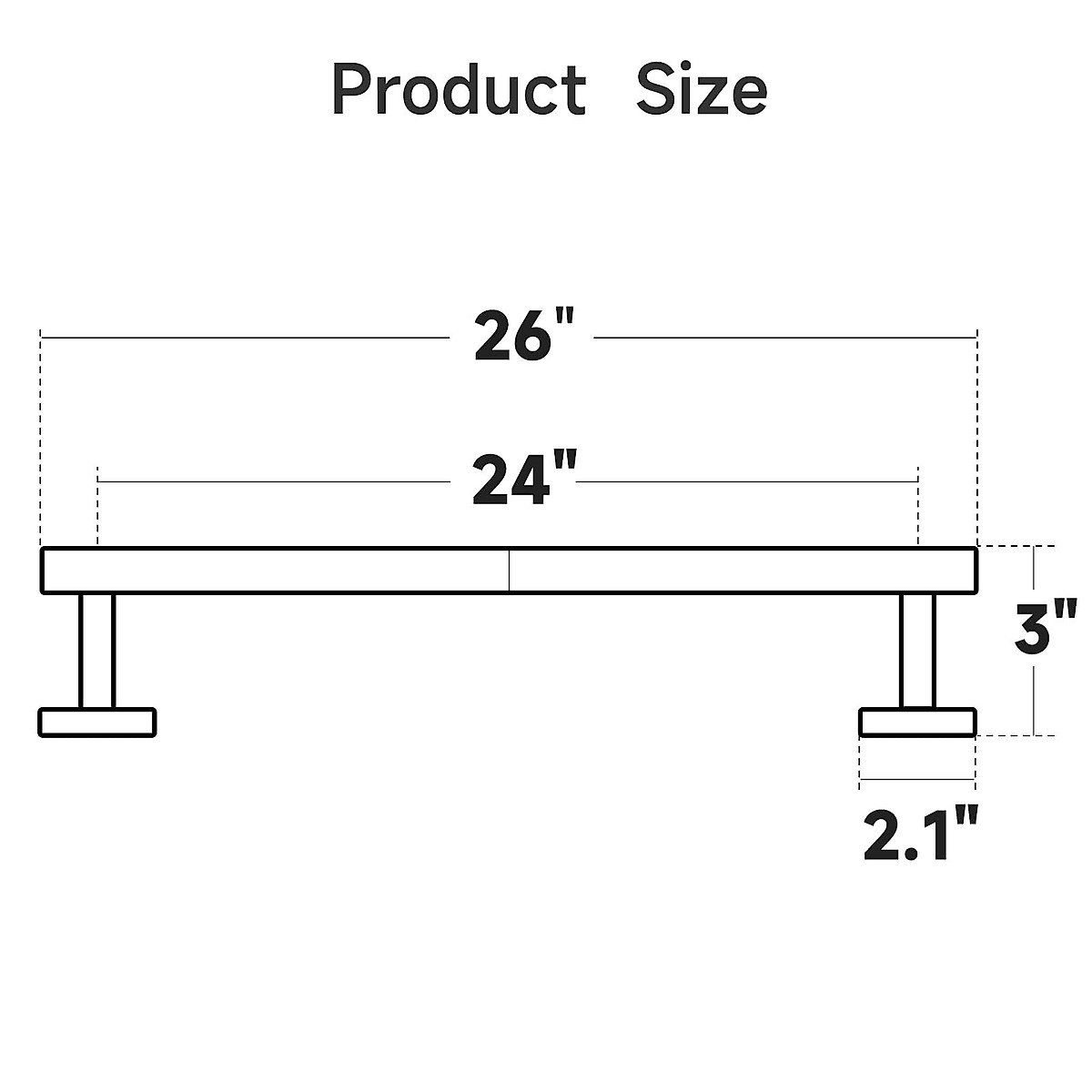 USHOWER Brushed Gold Towel Bar, 24-Inch Towel Racks for Bathroom Wall-Mounted, SUS304 Stainless Steel Towel Rod (Total Length 26-Inch)