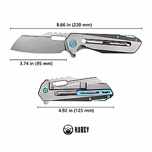 KUBEY Atlas KB290A Outdoor Folding Knife 3.7in S35VN Blade and Ti Handle with Frame Lock for Outdoor Camping and Survival