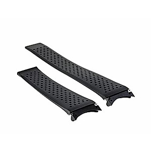 Ewatchparts 22MM RUBBER STRAP BAND COMPATIBLE WITH TAG HEUER CARRERA MONACO PERFORATED WATCH BLACK
