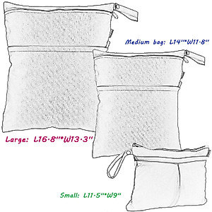 Damero 3pcs Travel Wet and Dry Bag with Handle for Cloth Diaper, Pumping Parts, Clothes, Swimsuit and More, Easy to Grab and Go, Black Arrows