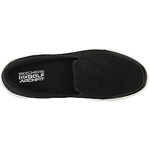 Skechers Women's Arch Walk Relaxed Fit Slip On Golf Shoe Sneaker, Black/White, 8.5