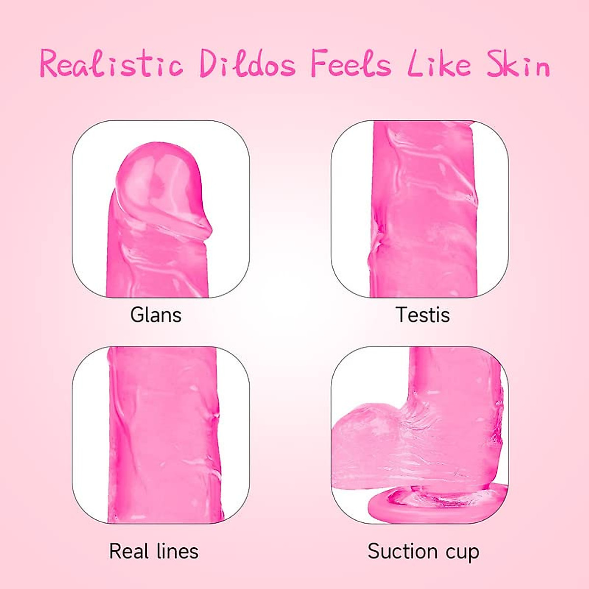 Dildo, Pink Dildo, Sexy Toys, Adult Toys, 8.5" Ultra Soft Lifelike Silicone Big Thick Dildo for Women with Strong Suction Cup G Spot Stimulator Adult Anal Toy Toys for Women or Beginer Sexual,Pink