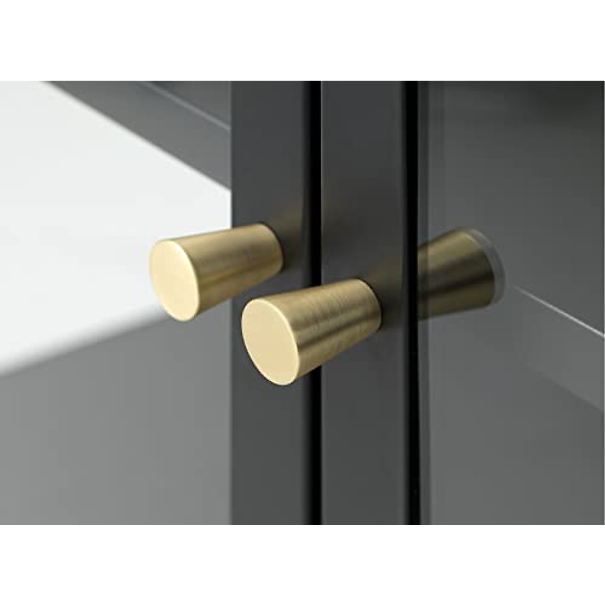 Modern Dover 2-Section Sideboard with Tempered Glass Doors, Steel Frame, Adjustable Height Feet, Freestanding for Home Office, Living Room, ‎Bathroom, Nursery, Bedroom, 15.75x36.5x33.5 in., Black/Gold