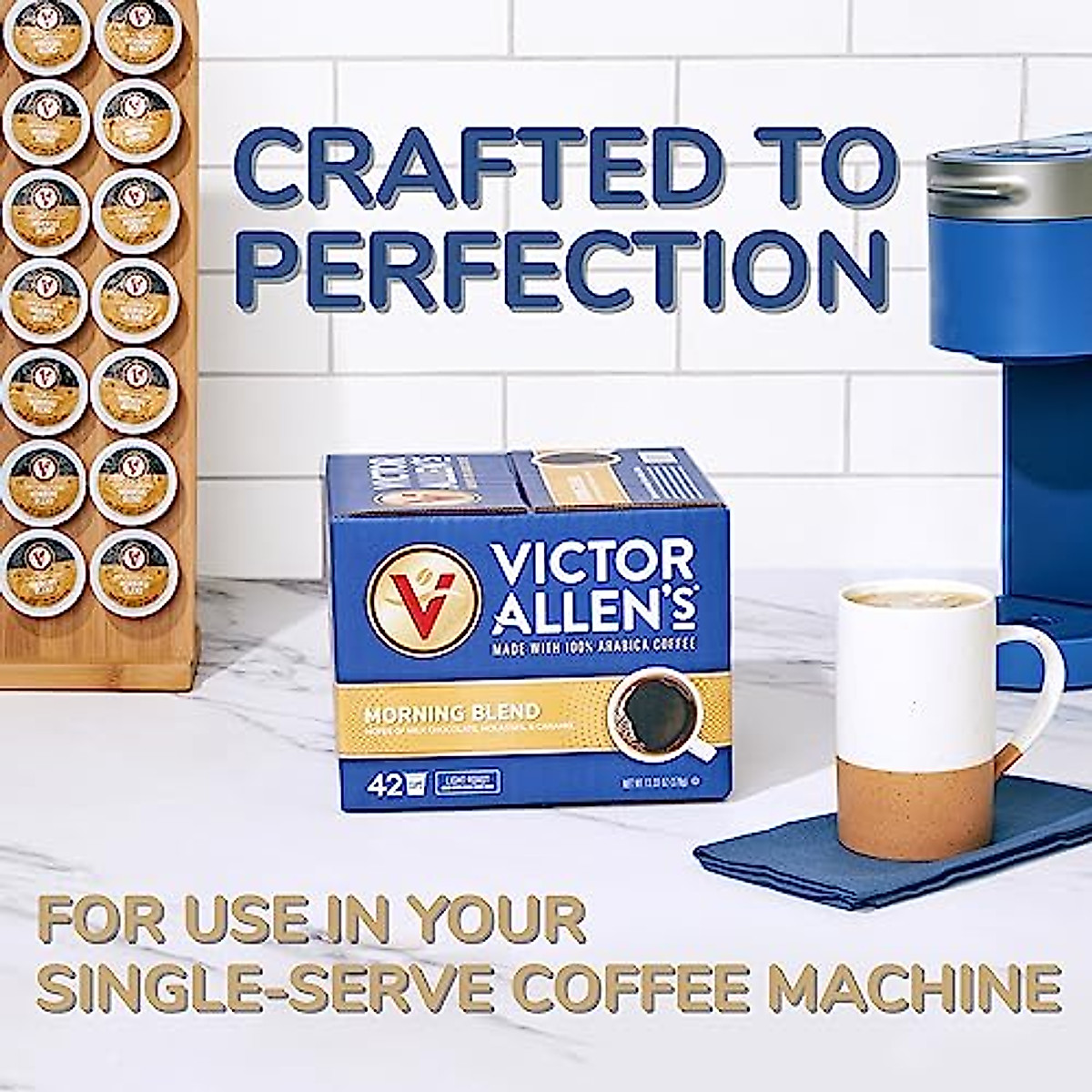 Victor Allen's Coffee Caramel Macchiato Flavored, Medium Roast, 42 Count, Single Serve Coffee Pods for Keurig K-Cup Brewers