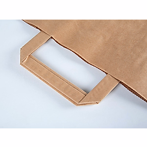 Kraft Environmentally Friendly Brown Paper, Flat Handle & Security Adhesive Carrier Bag, 22 x 11 x 28 cm, 70 gr, 250 pcs Package