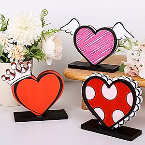 3Pcs Valentines Day Decor Heart Table Decorations Sign, Valentines Day Double-sided Heart Wooden Tiered Tray Decor, Classic Valentines Day Decorations for the Home Table Decor Valentines Day Gifts