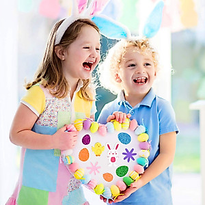 Konsait Bulk 208pcs Easter Foam Eggs Stickers, Bunny Chicken Self-Adhesive Foam Easter Eggs Shapes Stickers for Kid's Art DIY Craft Scrapbooks Supplies Easter Party Decor