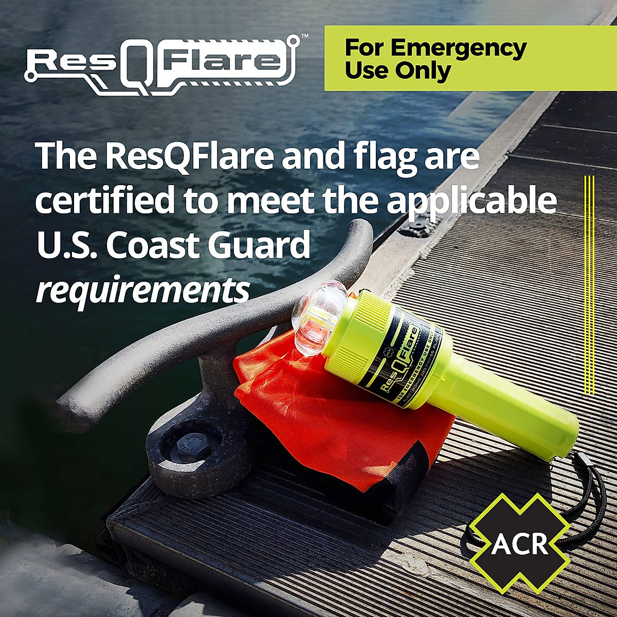ACR ResQFlare Electronic Distress E-Flare and Flag, USCG Approved Replacement for Pyrotechnic Flares - ACR 3966