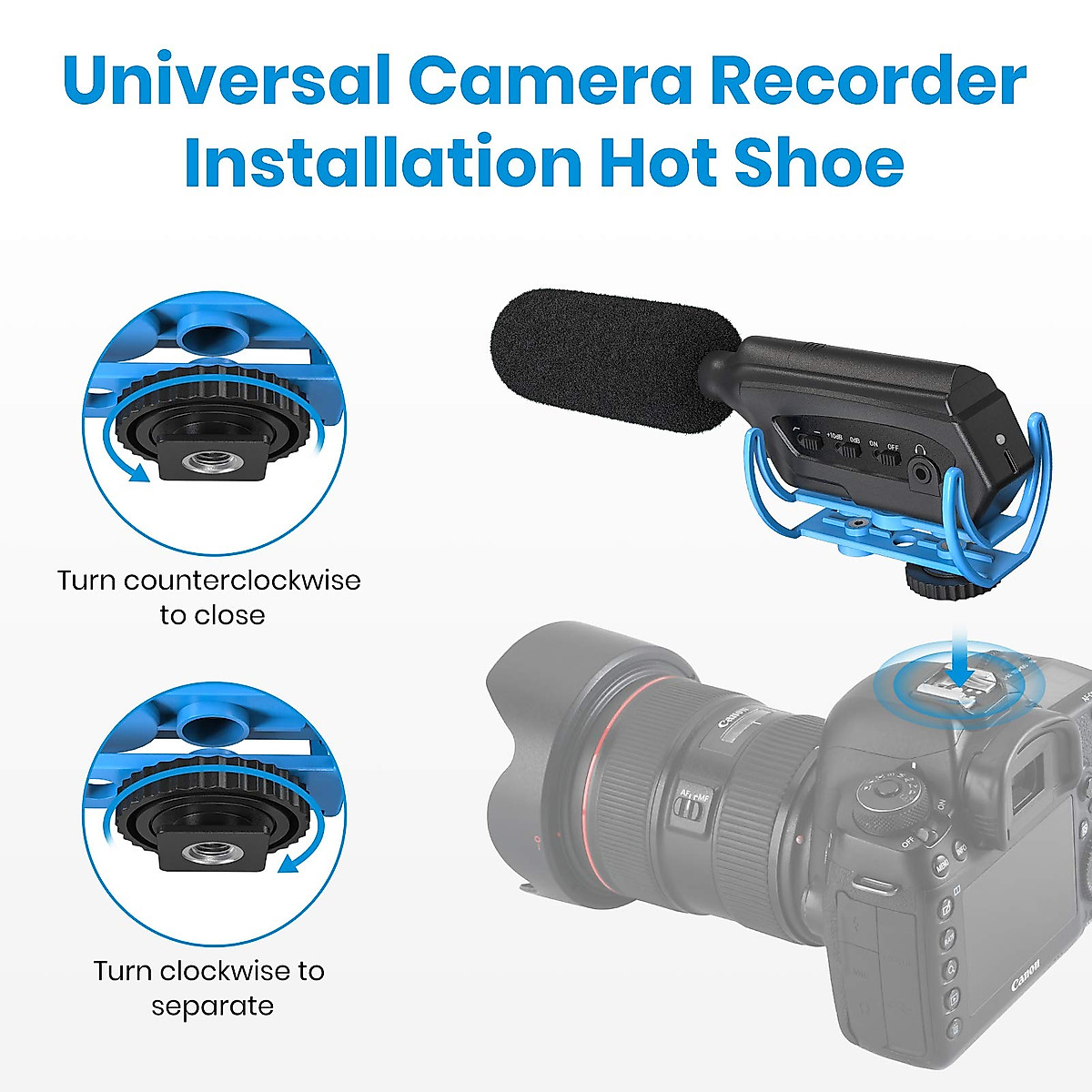 Moukey Video Microphone, Camera Microphone with Monitoring Function, Shotgun Mic for iPhone, Android Phone, Camera Sony/Nikon/Canon/DV Camcorder, Ideal for Interview/Vlogging