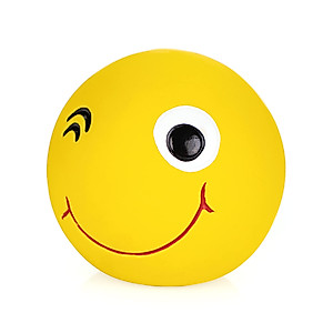 CHIWAVA 3 Pack 2.7'' Latex Squeaky Dog Toy Ball Smiley Face Round Balls Interactive Fetch Play for Medium Dogs