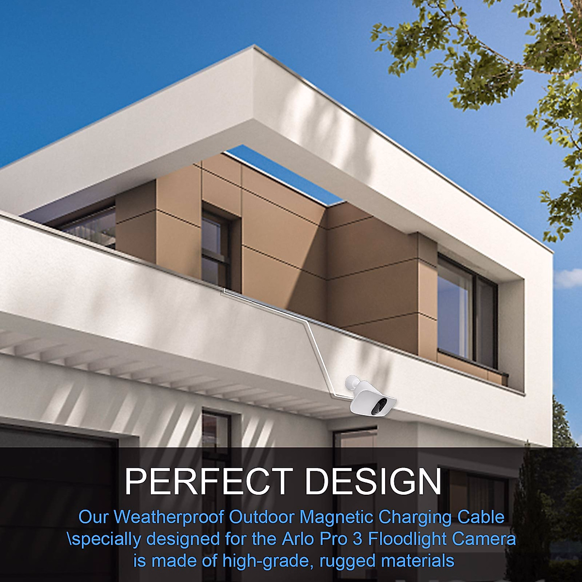 OkeMeeo 30ft Charger for Arlo Pro 3 Floodlight, Indoor Outdoor Charging Cable with QC 3.0 adapter for Continuously Charging Pro 3 Floodlight (1 Pack)