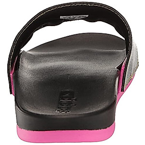 adidas Women's Adilette Comfort Slides Sandal, Black/Lucid Fuchsia/Gold Metallic, 10