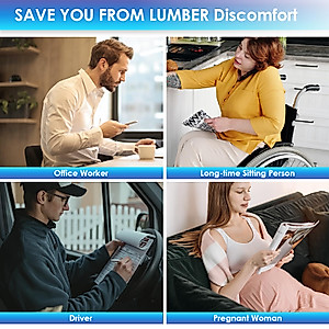 LOVEHOME Lumbar Pillow for Chair and Car, Back Support for Office, Memory Foam Cushion with Mesh Cover - Black