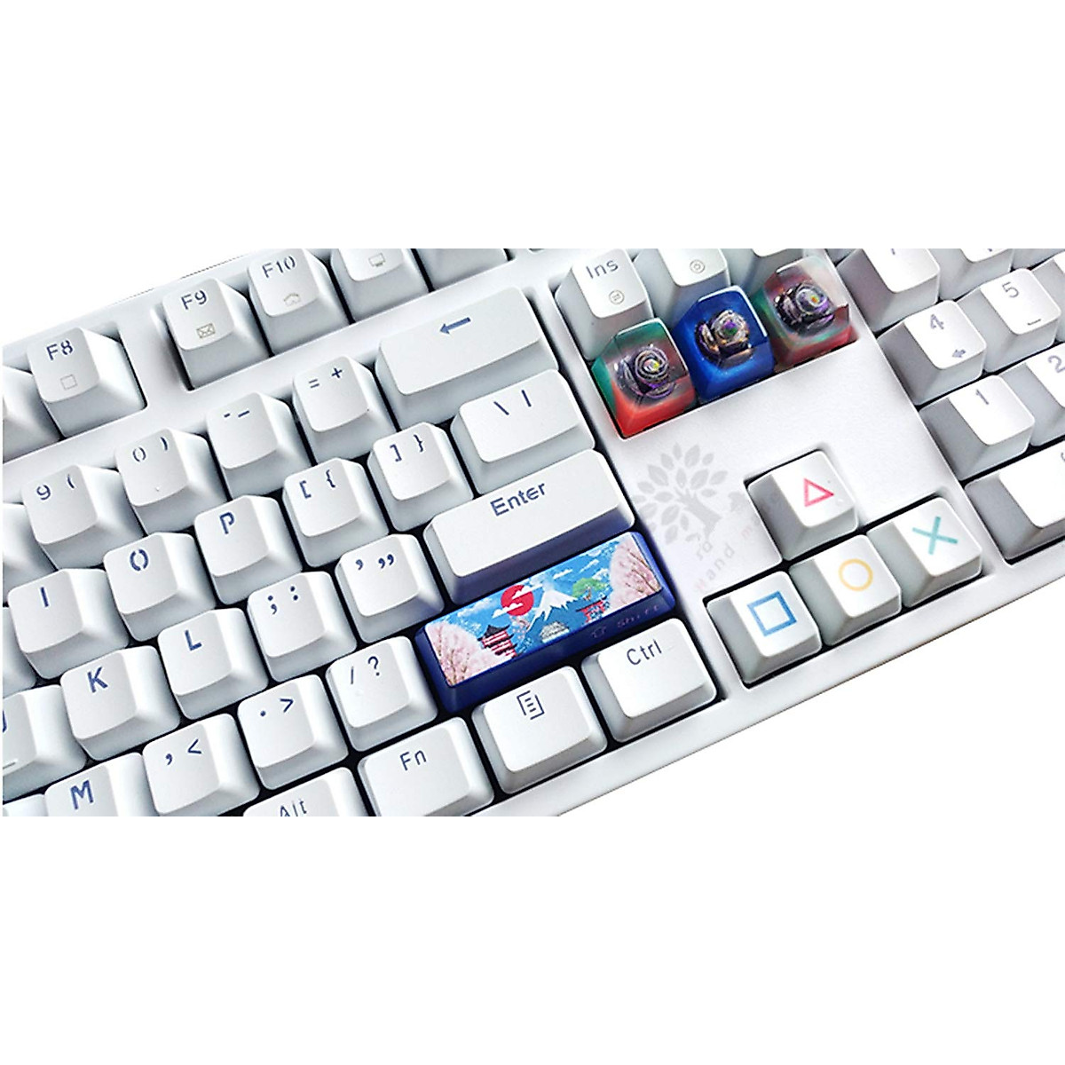 Handmade Individuation Customized 2.75u Shift Keycap Thick PBT Dye-Sublimation Key Cap OEM Profile for Cherry MX Gaming Mechanical Keyboard (Ink and wash)