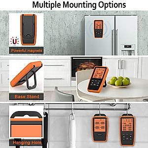 500FT Wireless Meat Thermometer with 4 Probes for Grilling, Digital Meat Thermometer, Instant Read Food Thermometer, Cooking Thermometer for Smoker, Oven, BBQ Accessories, Red