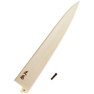 MASAMOTO Sujihiki Slicing Knife Sheath 10.5" (270mm) for VG and AT Series, Japanese Slicer Knife Saya with Pin, Wooden Kitchen Knife Protect Cover, Japanese Natural Magnolia Wood, Made in JAPAN