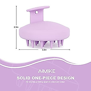 AIMIKE Scalp Massager Shampoo Brush, Soft Silicone Hair Scrubber for Washing Hair, Dandruff Removal & Scalp Scrubber Hair Growth Stimulator, Scalp Brush/Exfoliator Brush On Dry & Wet Scalp - Violet