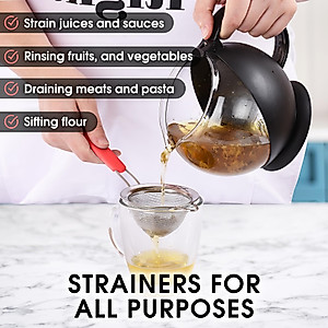 Zulay Kitchen Premium Stainless Steel Fine Mesh Strainer Set - Strainers For Kitchen (Set of 3) With Non-Slip Handles - Includes A Small, Medium & Large Fine Mesh Sieve Set - Durable Metal Strainer
