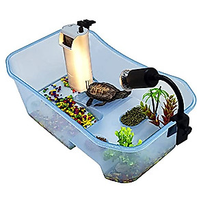 Fansisco Reptile Heat Lamp Turtle Lights with Clip, 3 UVA UVB Bulbs (50W) Aquarium Basking Lamp Adjustable Holder, Pet Heating Light Lamp for Reptile Snake Turtle Lizard