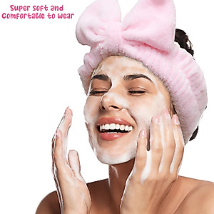 Babyfond Spa Headband, 4 Pcs Face Wash Wristbands Set, Reusable Spa Skincare Towel Headband for Washing Face, Non Slip Hair Shower Puffy Makeup Headbands for Women, Preventing Liquid Overflow