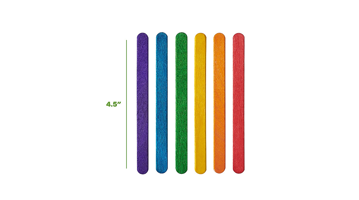 Colored Popsicle Sticks for Crafts - 200 Count in Vibrant Colors