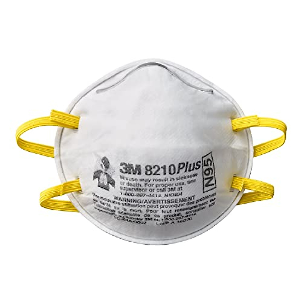 3M 8210 Plus Paint Sanding Dust Particulate N95 Respirator, Disposable Respirators, 20-Pack