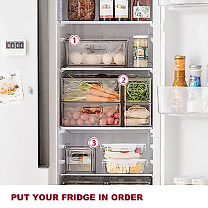 Shopwithgreen Refrigerator Organizer Bins with Pull-out Drawer, Drawable Clear Fridge Drawer Organizer with Handle, Plastic Kitchen Pantry Storage Containers