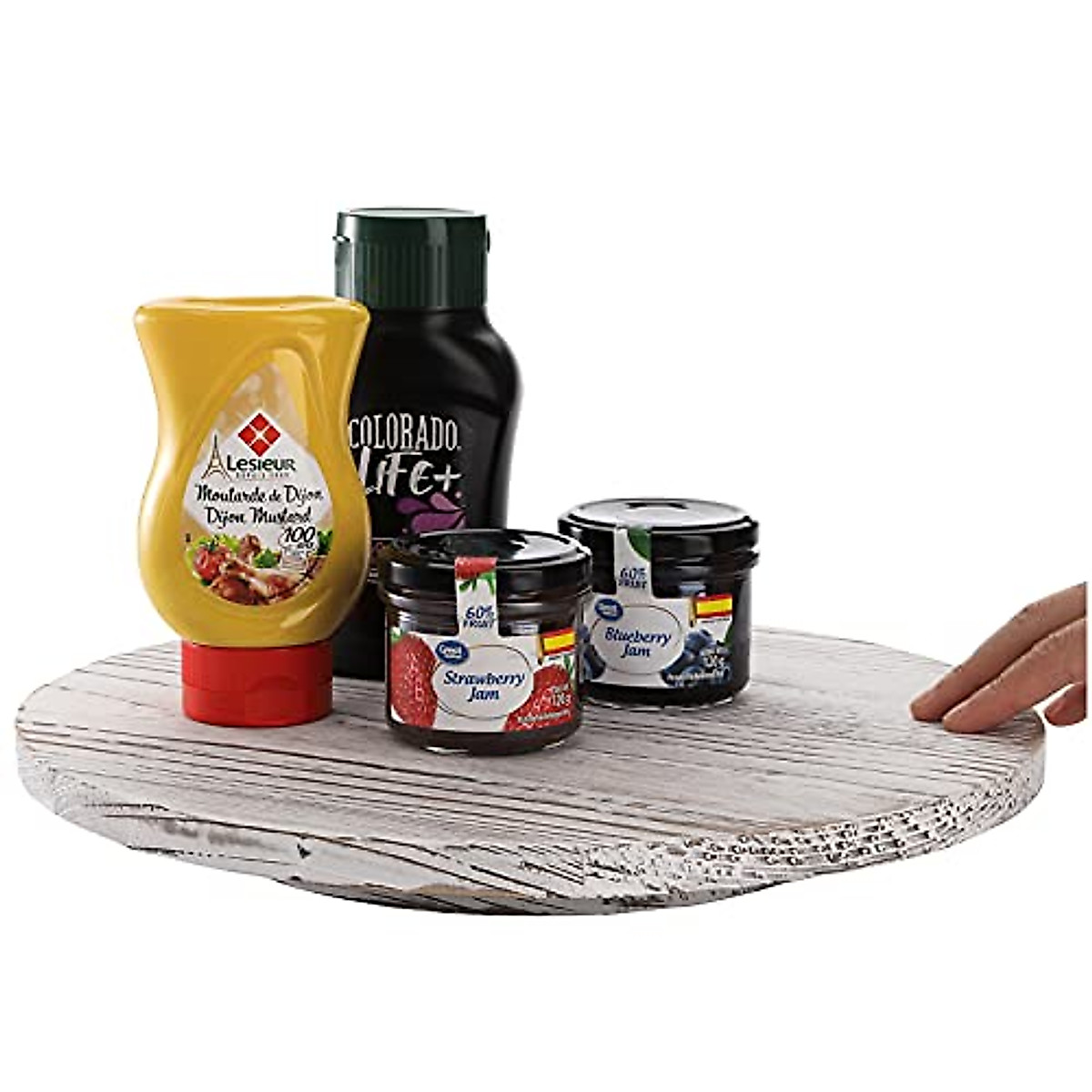 TOPZEA 13 Inch Wood Lazy Susan Turntable, Rotating Vintage Rustic Kitchen Turntable Tray for Pantry Cabinet Table Counter Top, White