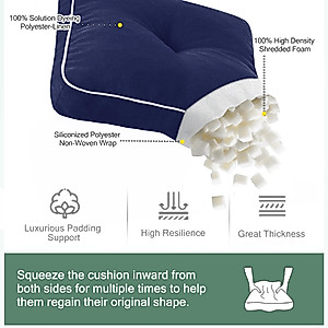 Favoyard Patio Chair Cushions 19 × 19 Inch Water Resistant & 3-Year Color Fastness Outdoor Chairs Cushion for Seat Dining Rocking Wicker Chair Cushion with Tie Straps Tufted Square Pads, Blue, 2 Pack