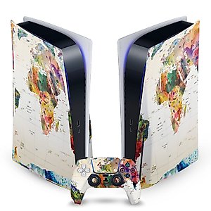 Head Case Designs Officially Licensed Mark Ashkenazi Map of The World Art Mix Vinyl Faceplate Sticker Gaming Skin Case Cover Compatible with Sony Playstation 5 PS5 Disc Console & DualSense Controller