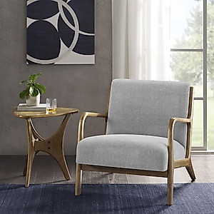 Arm Chair Gray, Living Room Chairs Trendy Accent Seating Solid Wood Comfy Modern Home Furniture 32.75" L X 27.50" W X 29" H