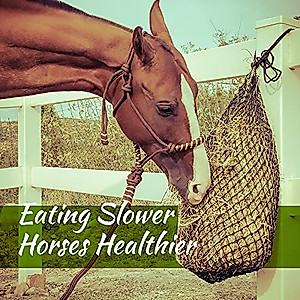 Bloomoak Handwoven 2PCS Slow Feed Hay Nets for Horses, 40" Hay Net with 2" Hole for Horse and Goat, Handwoven Strength, Crafted to Last（2PCS