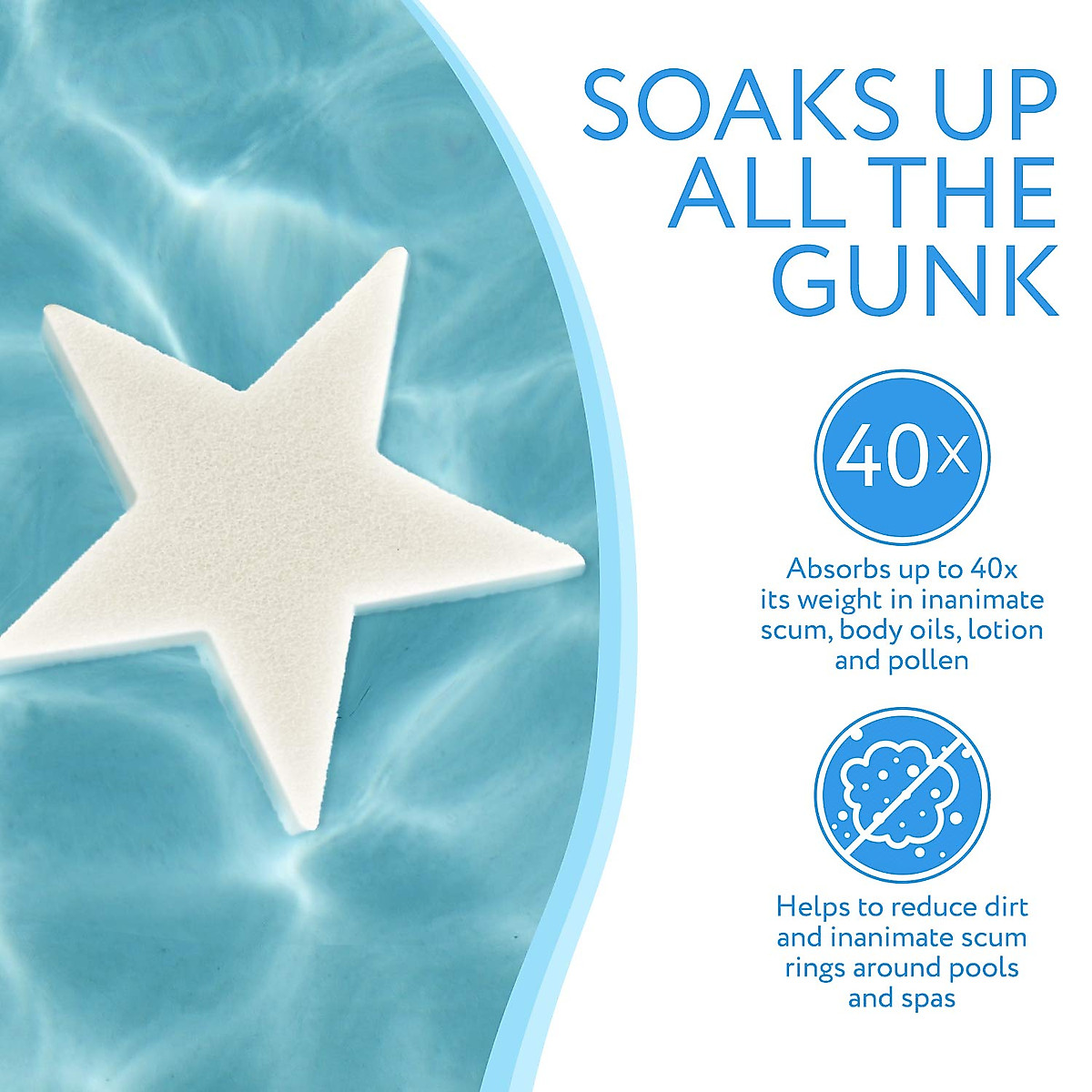 IMPRESA 3-Pack Scum Star Oil Absorbing Sponge - Excellent Absorber for Hot Tub, Spa and Swimming Pool Use - Compare to The Bugs and Balls - Made in USA