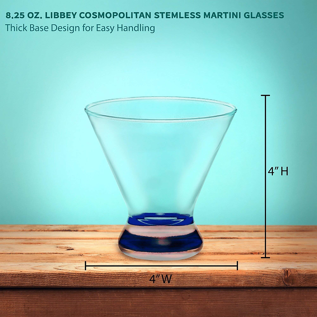 Libbey Martini Glasses 8.25 oz. Set of 10, Bulk Pack - Great for Cocktails, Wedding Favors, Party Favors, Events - Blue