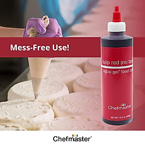 Chefmaster Tulip Red Liqua-Gel® Food Coloring | Vibrant Color | Professional-Grade Dye for Icing, Frosting, Fondant | Baking & Decorating | Fade-Resistant | Easy-to-Use | Made in USA | 10.5 oz