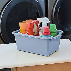 ECR4Kids Scoop Front Storage Bin, Multipurpose Organization, Powder Blue, 30-Piece