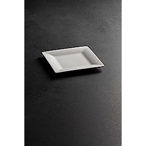 10 Strawberry Street Ceramic Simply White 6" Square Appetizer Plate, Set of 6