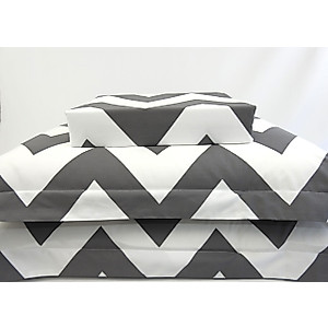 sheetsnthings King/California King - Chevron- Grey with White- 3pc Duvet Cover Set 100% Cotton Fiber Reactive Prints Duvet