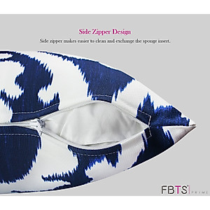 FBTS Prime Pack of 2 Outdoor Waterproof Decorative Throw Pillows with Inserts for Patio Furniture, 18x18 Inch Square Fade Resistant Patio Garden Cushions for Couch Bed Sofa, Paisley Navy