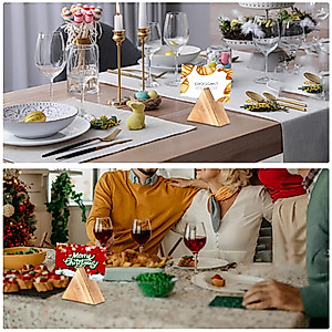 CHGCRAFT 10Pcs Triangle Wood Photo Holder Table Numbers Sign Holders Wooden Place Card Holders Name Photo Picture Holders for Wedding Party Birthday, 56x64x32mm