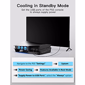 NexiGo PS5 Horizontal Stand with Slient Cooling Fan, [Auto On/Off], [Minimalist Design], Compatible with Playstation 5 Disc & Digital Editions, Built-in LED Light, Extra USB Port, Black