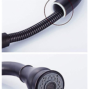 JVOZBZMWZ Kitchen Faucet Black Silver Ribbon Copper Ribbon Pulls Out Spray Head Bathroom Bath Faucet Basin Faucet Hot and Cold Mixer,Chromium Plating (Color : Black)