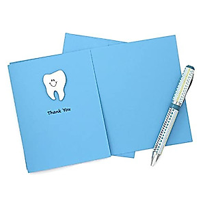 Tooth Thank You Cards Pack of 10 Aqua Blue with smile Handmade Greeting