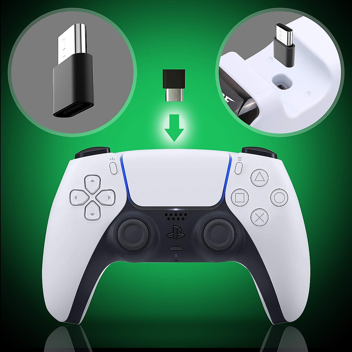 PS5 Charging Station, PS5 Accessories for Dual Controllers with USB C Cable and LED Indicator (Gray)