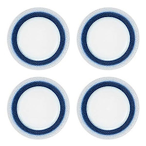 Pfaltzgraff Eclipse Blue 16-Piece Stoneware Round Dinnerware Set, 1 inch dinner plate, 8 inch salad plate, 6 inch soup cereal bowl (26 ounce) and 14 ounce mug, Blue/White