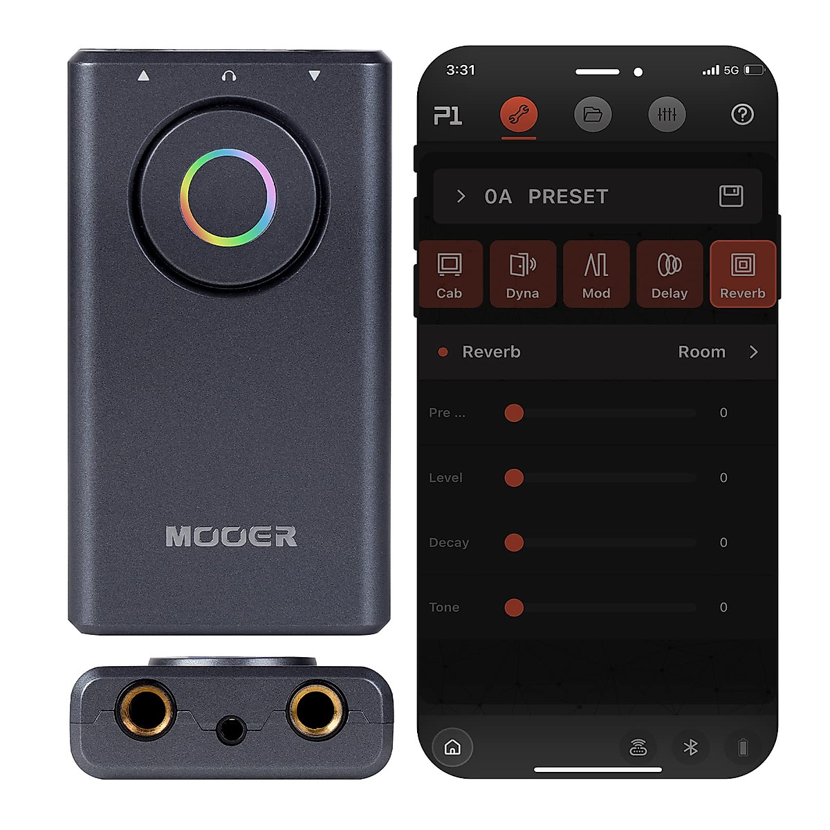 MOOER 5W GCA5 Bedroom Bluetooth Speaker built in Batteries, Instruments Input, Bundled with MOOER Prime P1 Intelligent Pedal to unlock massive tones and guitar practice tool