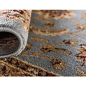 Unique Loom Voyage Collection Traditional Oriental Classic Intricate Design Area Rug (4' 0 x 6' 0 Rectangular, Light Blue/Gold)