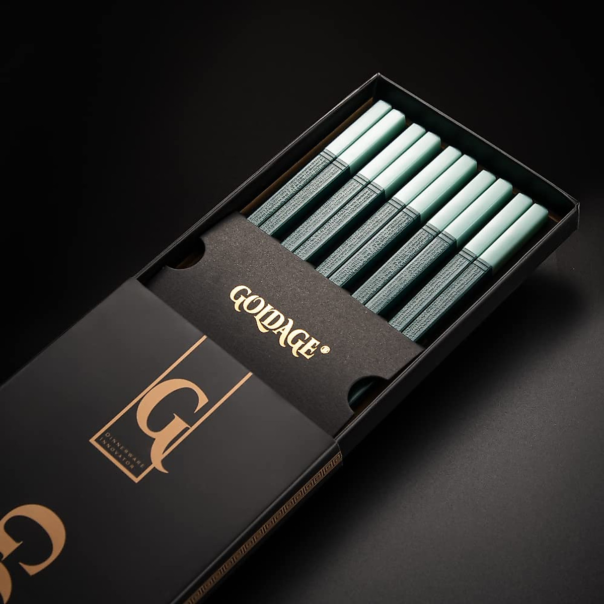 Goldage 5-Pairs Fiberglass Dishwasher-safe Chopsticks - Nordic Green (Jade)