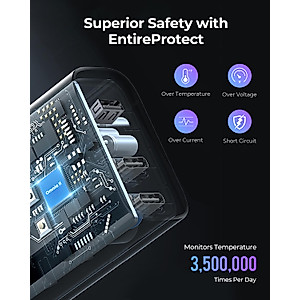 AMEGAT 140W USB C Charger, PD3.1 PPS 3-Port Fast GaN III Laptop Wall Charger, Foldable Plug Power Adapter for MacBook Pro 16'', Dell XPS, iPad Pro, iPhone 15 Pro, Galaxy, Chromebook(with 240W Cable)